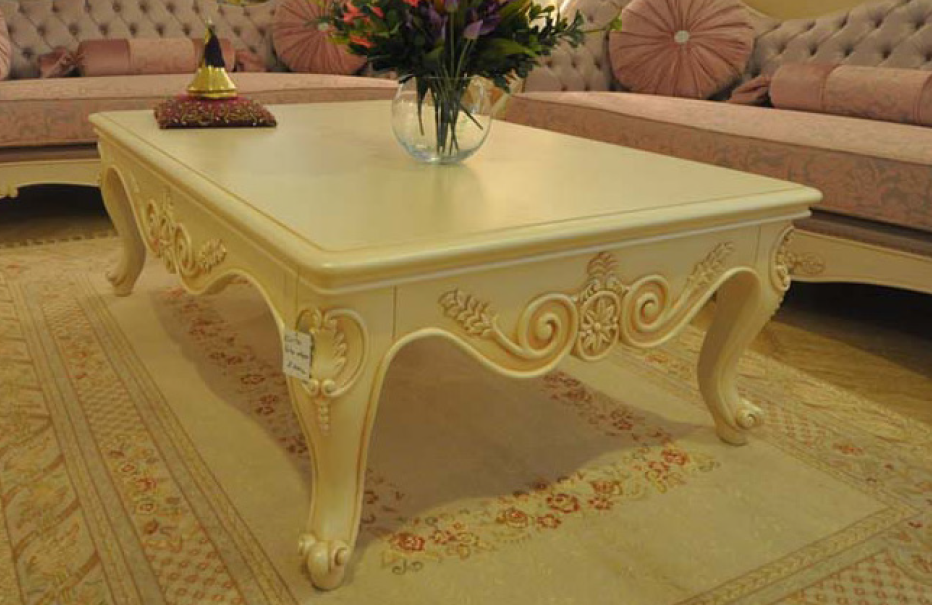 Carved Cream Finish Coffee Table ⋆ Emirates Home