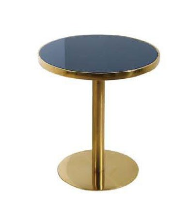 Round Gold Restaurant Table With Dark Glass Top ⋆ Emirates Home