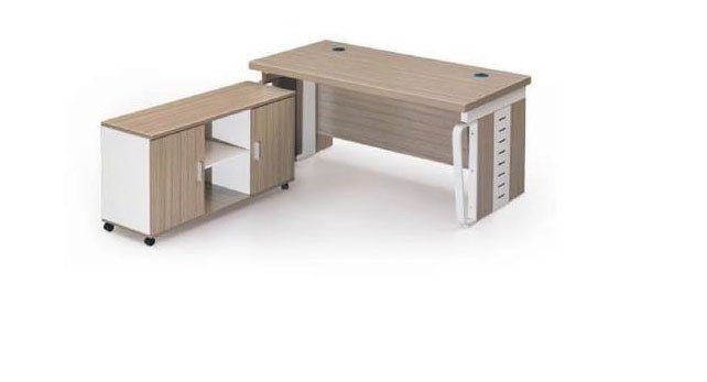 Wooden Manager Office Table With Chrome Decor ⋆ Emirates Home